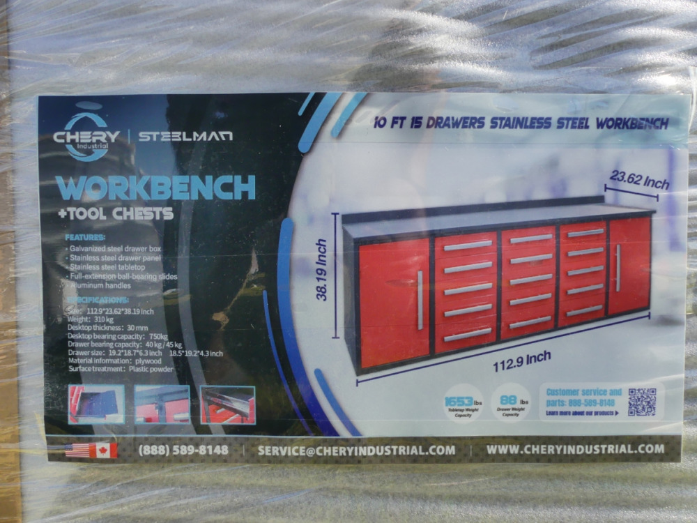 #376 - Chery Steelman 10' 15 Drawer Workbench (Red) | DeMott Auction