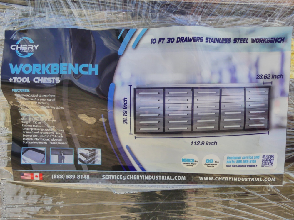 #154 - Chery 10' 30 Drawer Stainless Steel Workbench | DeMott Auction