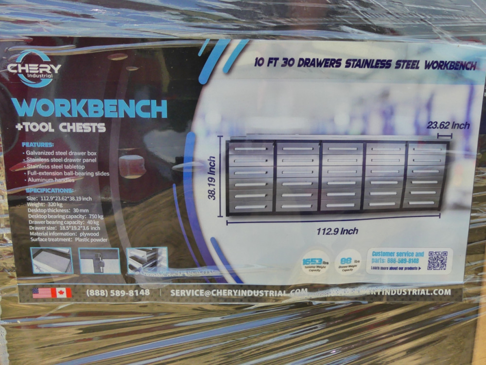 Chery 10' 30 Drawer Stainless Steel Workbench | DeMott Auction