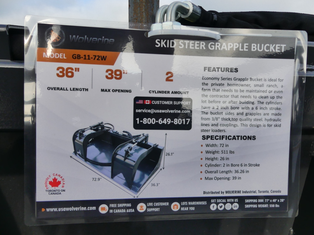 #460 - Wolverine GB-11-72 Quick Attach 72" Bucket Grapple | DeMott Auction