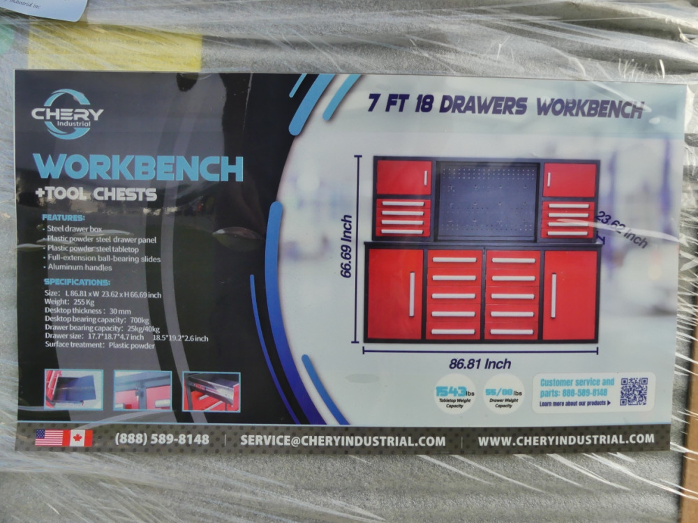 #179 - Chery 7' 18 Drawer Workbench. Red | DeMott Auction