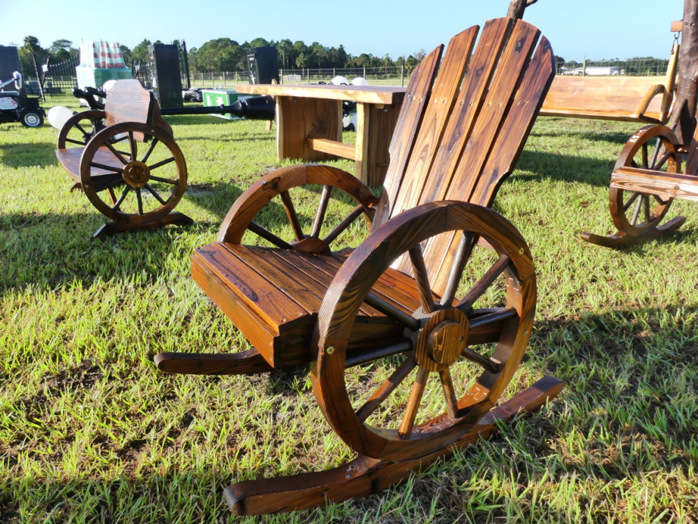 #2222 - Wood Wagon Wheel Rocking Chair | DeMott Auction