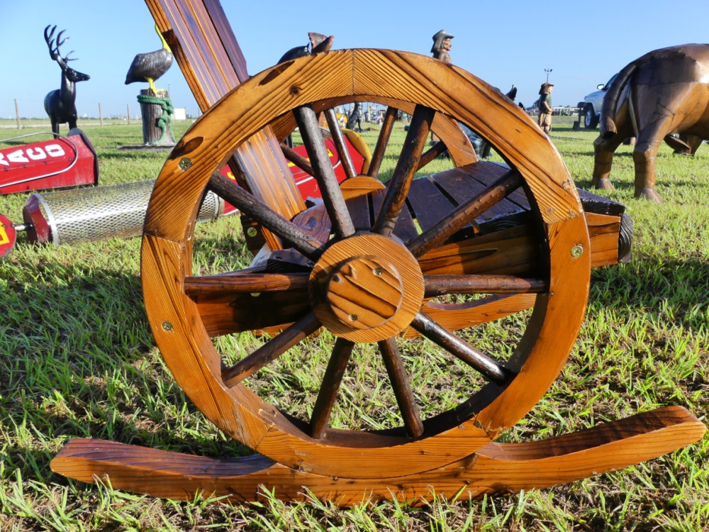#2221 - Wood Wagon Wheel Rocking Chair | DeMott Auction