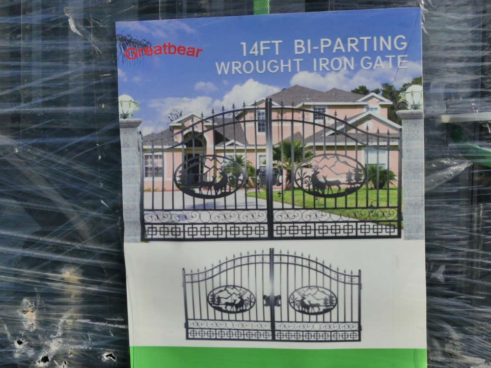 #352 - GREATBEAR 14' BI PARTING WROUGHT IRON GATE | DeMott Auction