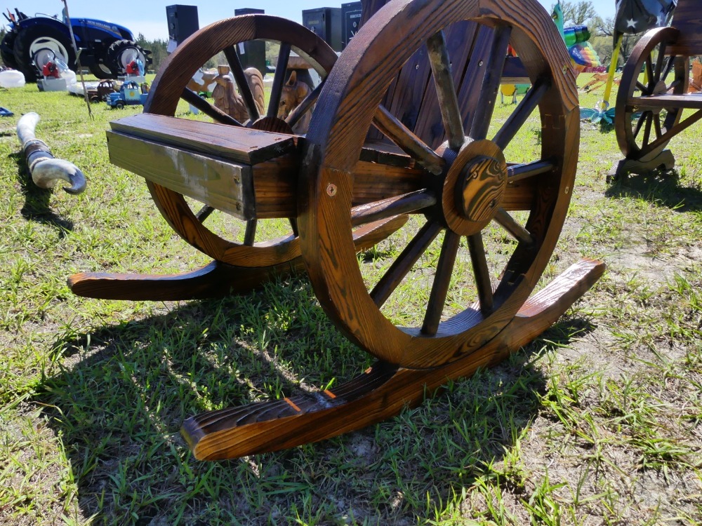 #2184 - Wood Wagon Wheel Rocking Chair | DeMott Auction