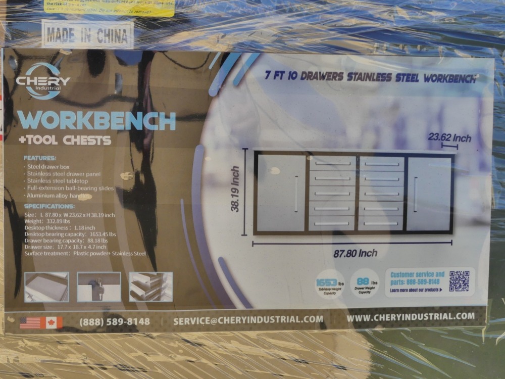 #2093 - Chery Industrial 7' 10 Drawer Workbench | DeMott Auction