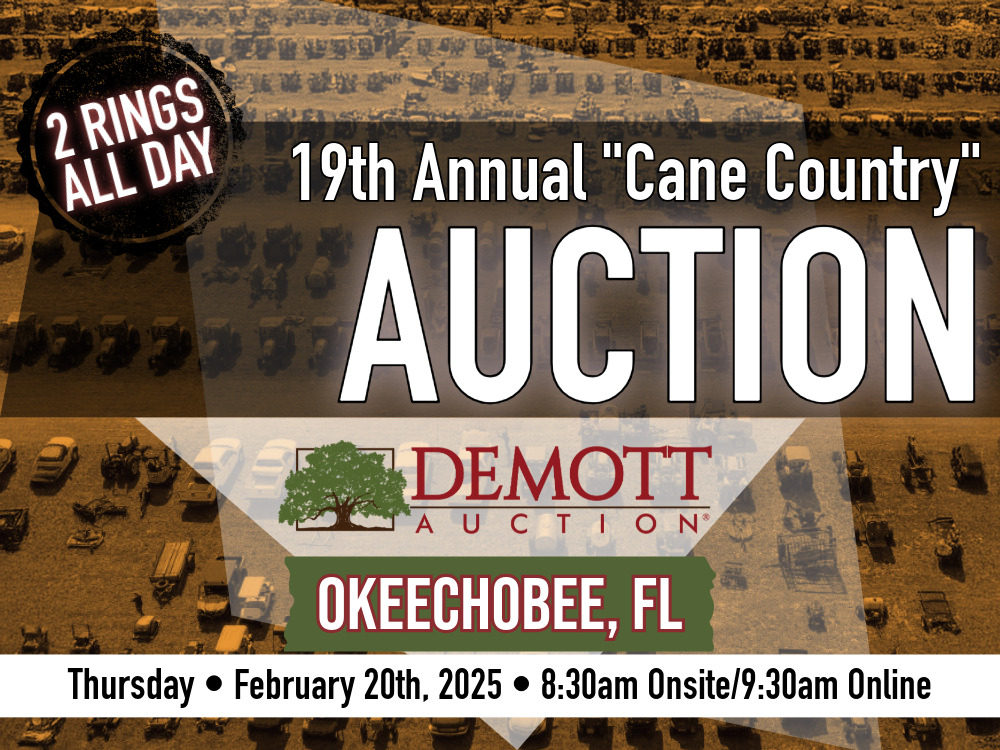 19th Annual "Cane Country" Auction - 2 Rings | Auction Details | DeMott ...