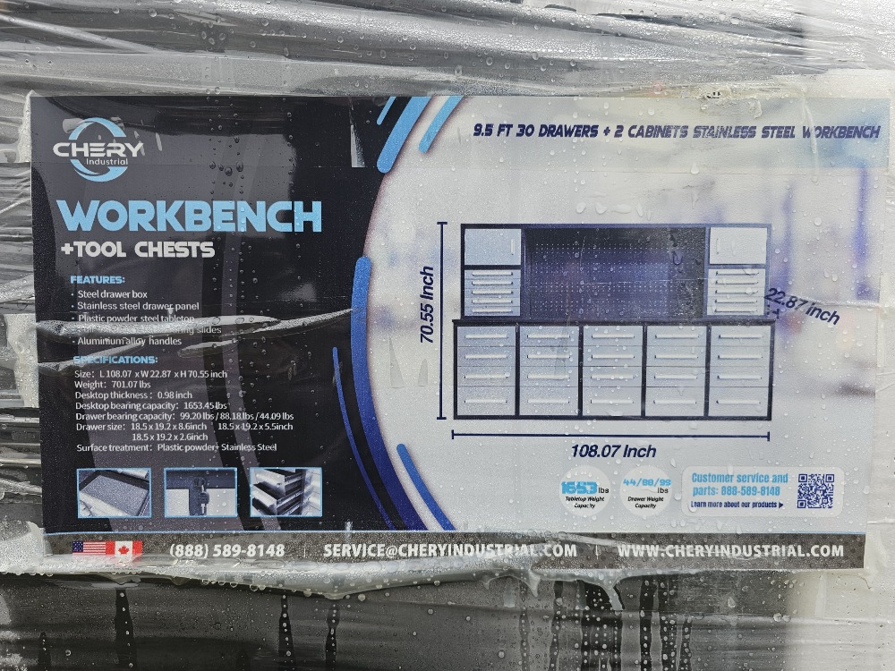 #2105 - Chery 9.5' 30 Drawer Stainless Steel Workbench | DeMott Auction