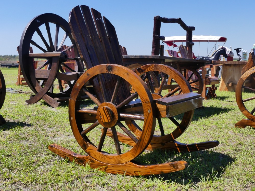 #2184 - Wood Wagon Wheel Rocking Chair | DeMott Auction